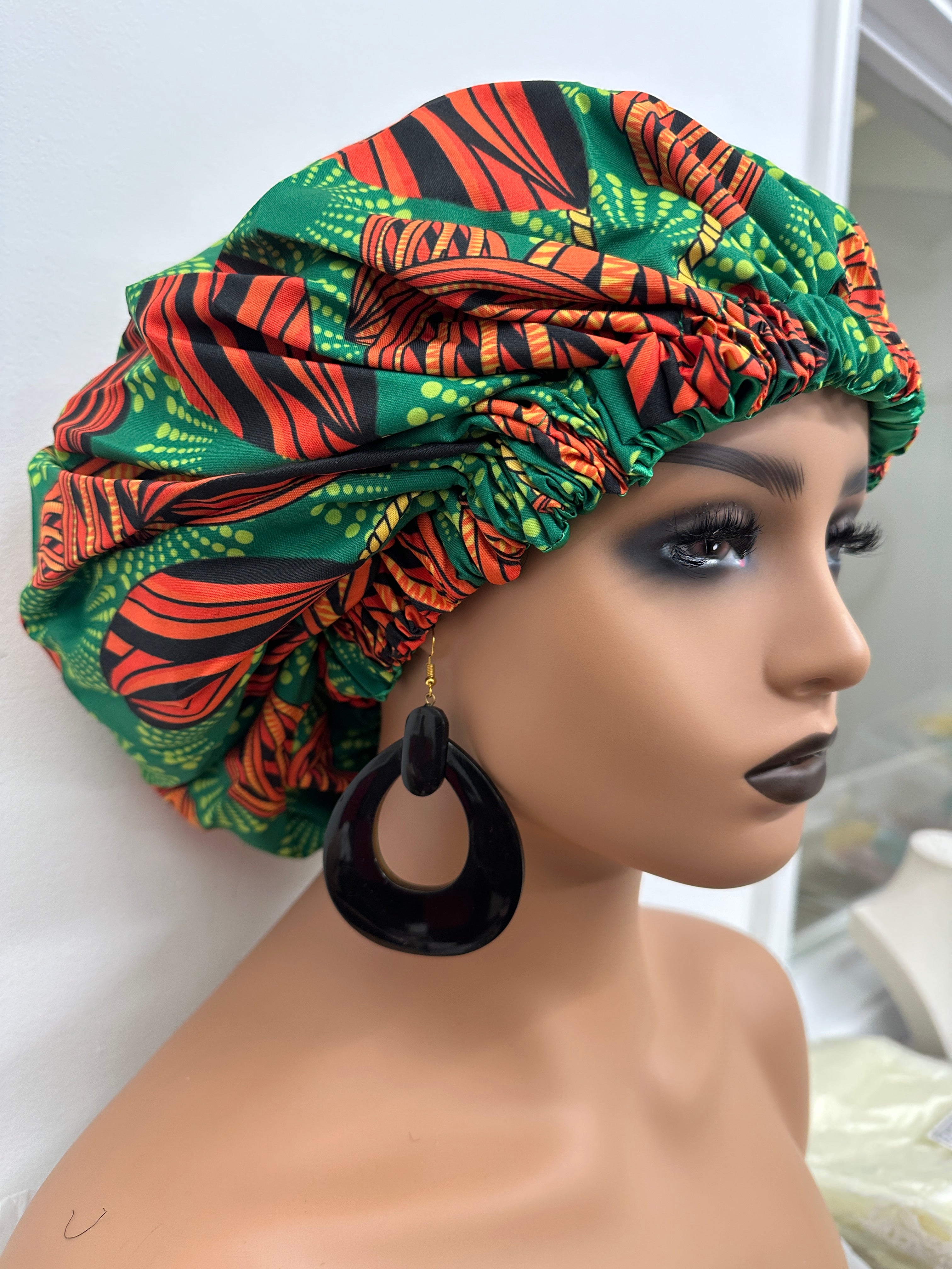 Double Layered Ankara Pattern Satin Silk Revisable Bonnet Cap – Fatisha ...