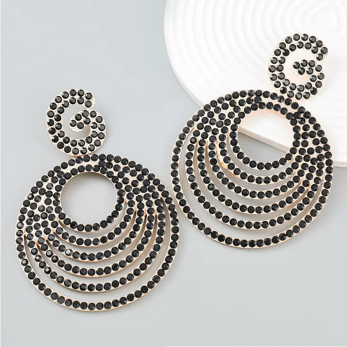 Extra Large Luxury Glamorous Crystal Rhinestones Statement Stud Earrin ...