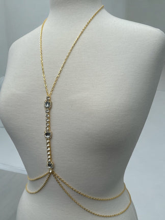 Centred White Rhinestone Bralette Statement Body Chain Jewellery ...
