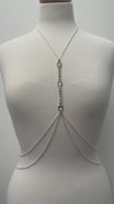 Centred White Rhinestone Bralette Statement Body Chain Jewellery ...
