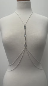 Centred White Rhinestone Bralette Statement Body Chain Jewellery ...
