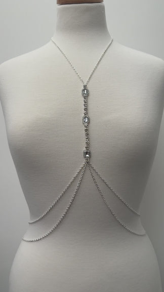 Centred White Rhinestone Bralette Statement Body Chain Jewellery ...